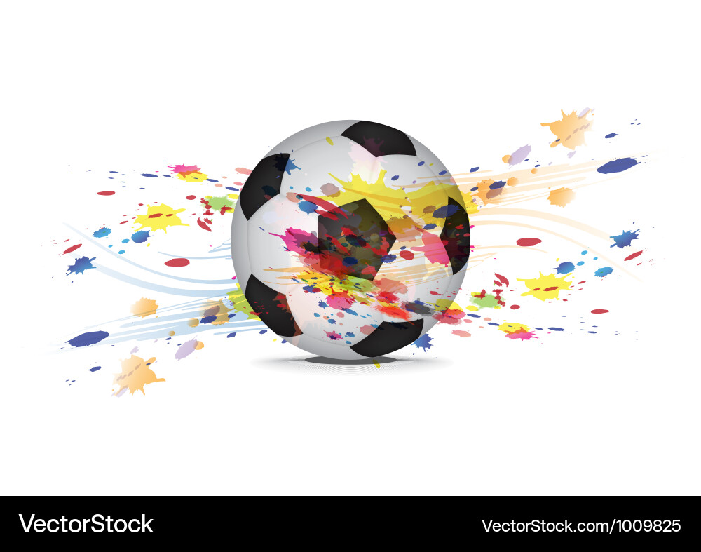 Soccer ball and ink splatter background design Vector Image