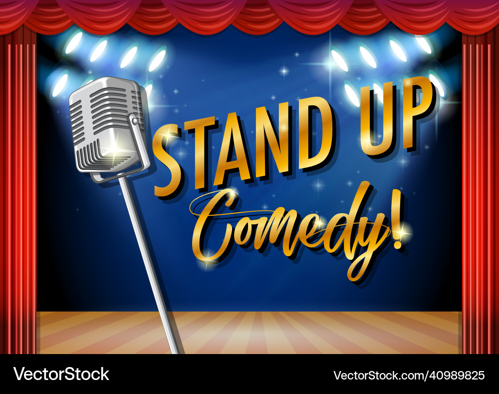 Stand up comedy banner with vintage microphone Vector Image