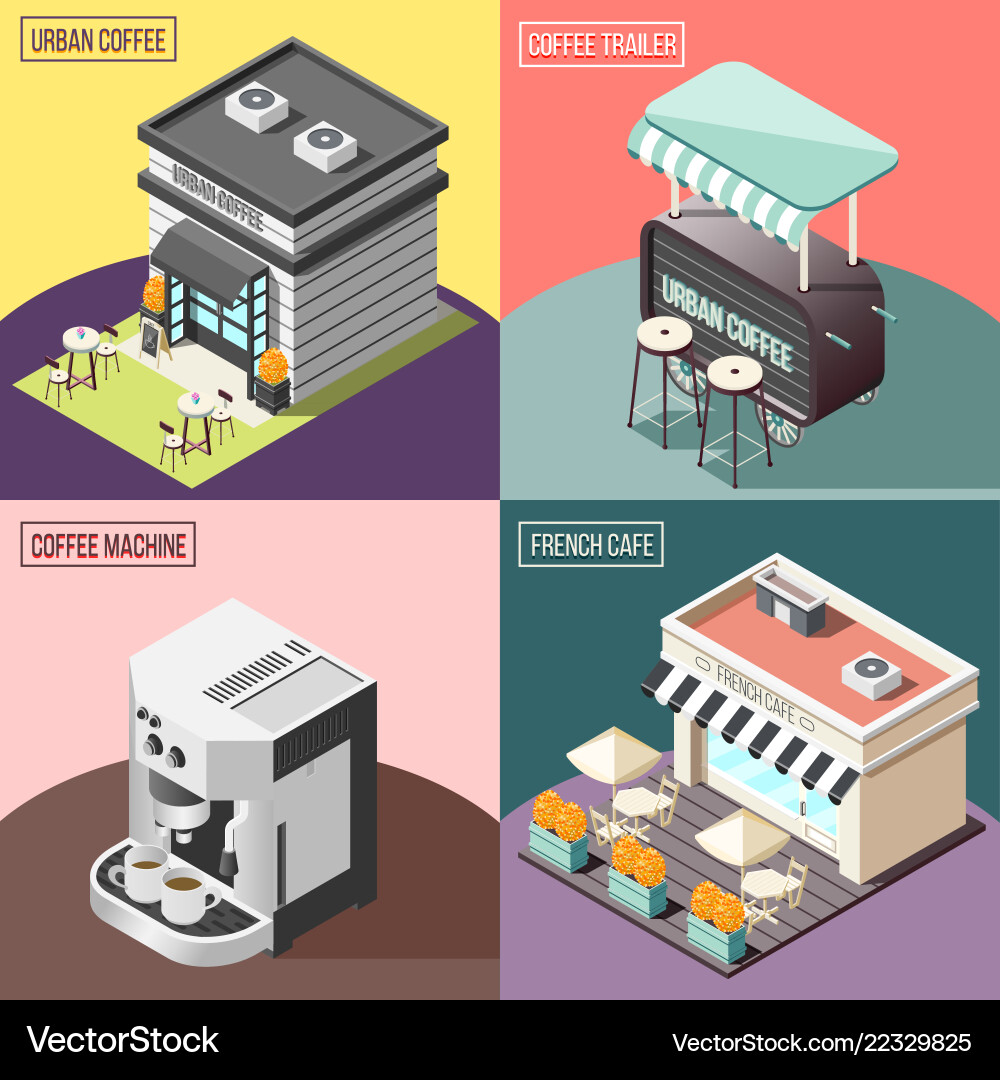 Street coffee 2x2 design concept Royalty Free Vector Image