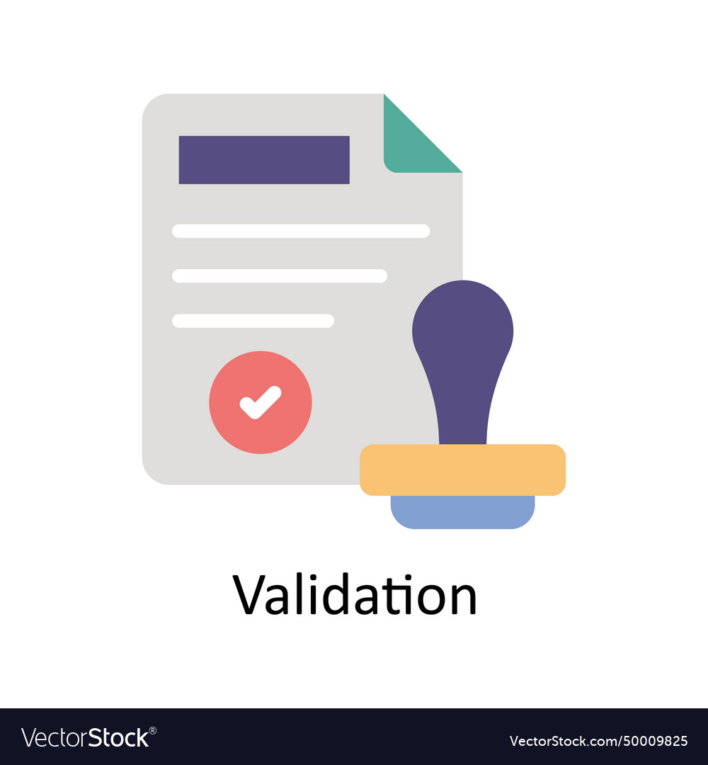 Validation flat icon style e Royalty Free Vector Image Validation flat icon style e Royalty Free Vector Image