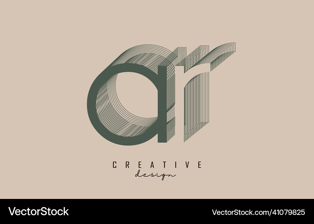 Wireframe ar letter logo design in two colors Vector Image