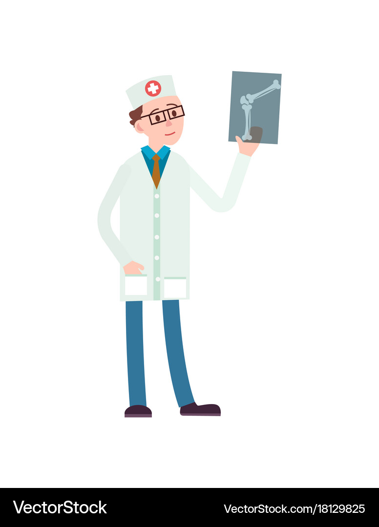 Young doctor with x-ray icon Royalty Free Vector Image