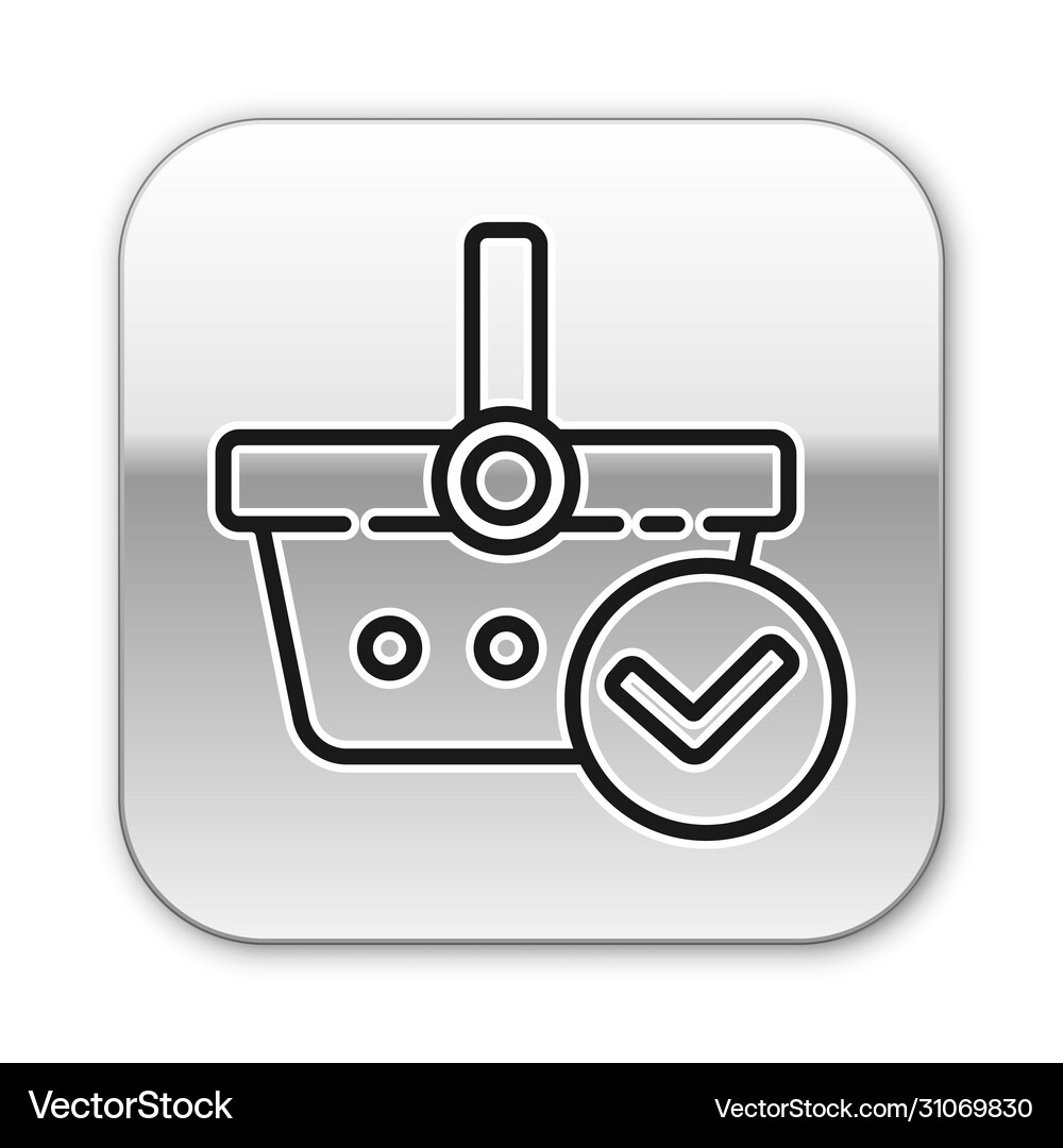 Black line shopping basket with check mark icon Vector Image