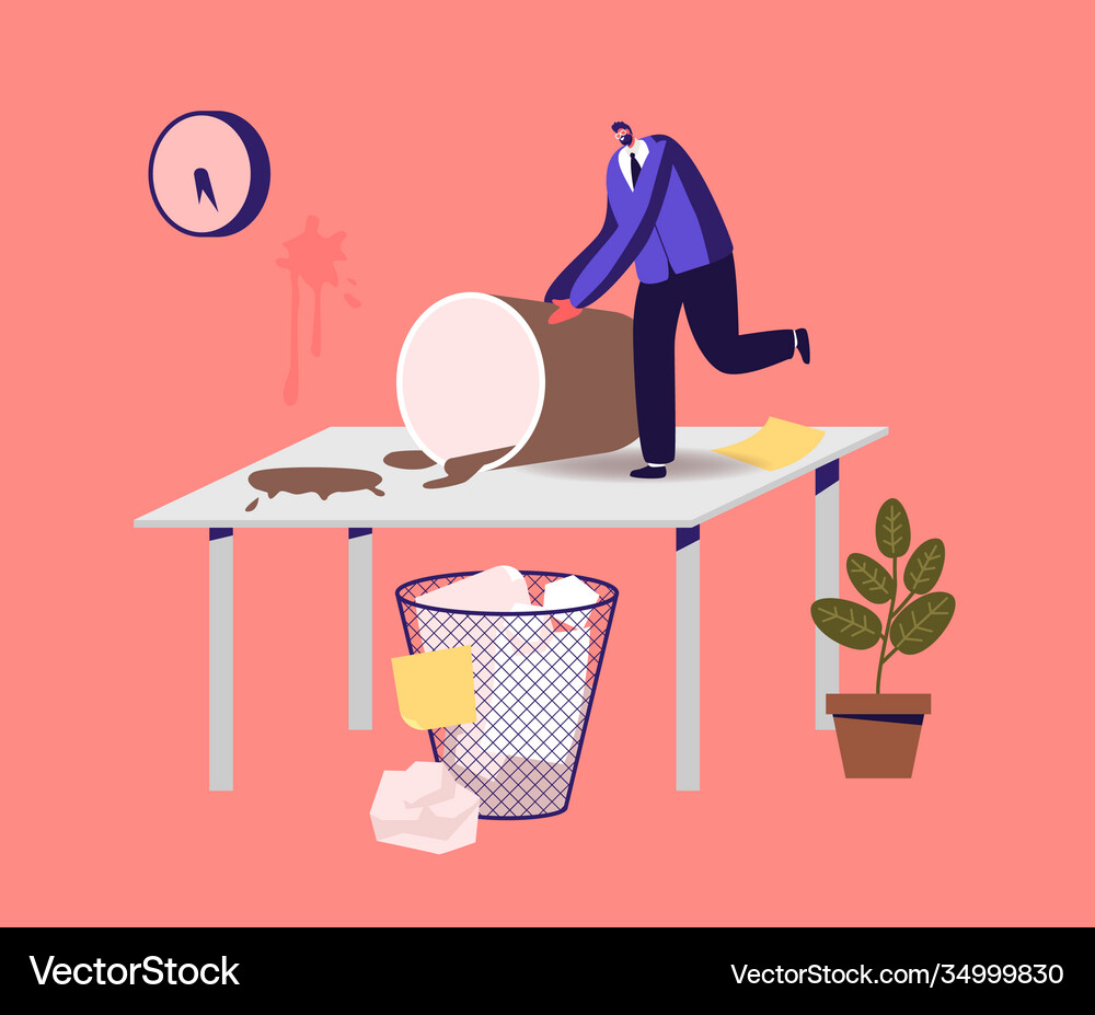 Chaos mess and disorder at workplace concept Vector Image