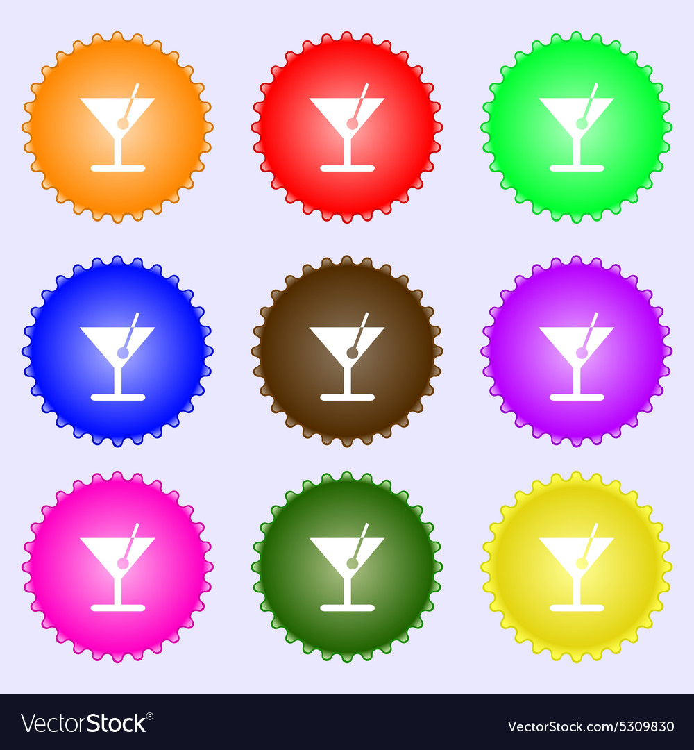 Cocktail icon sign a set nine different colored Vector Image Cocktail icon sign a set nine different colored Vector Image