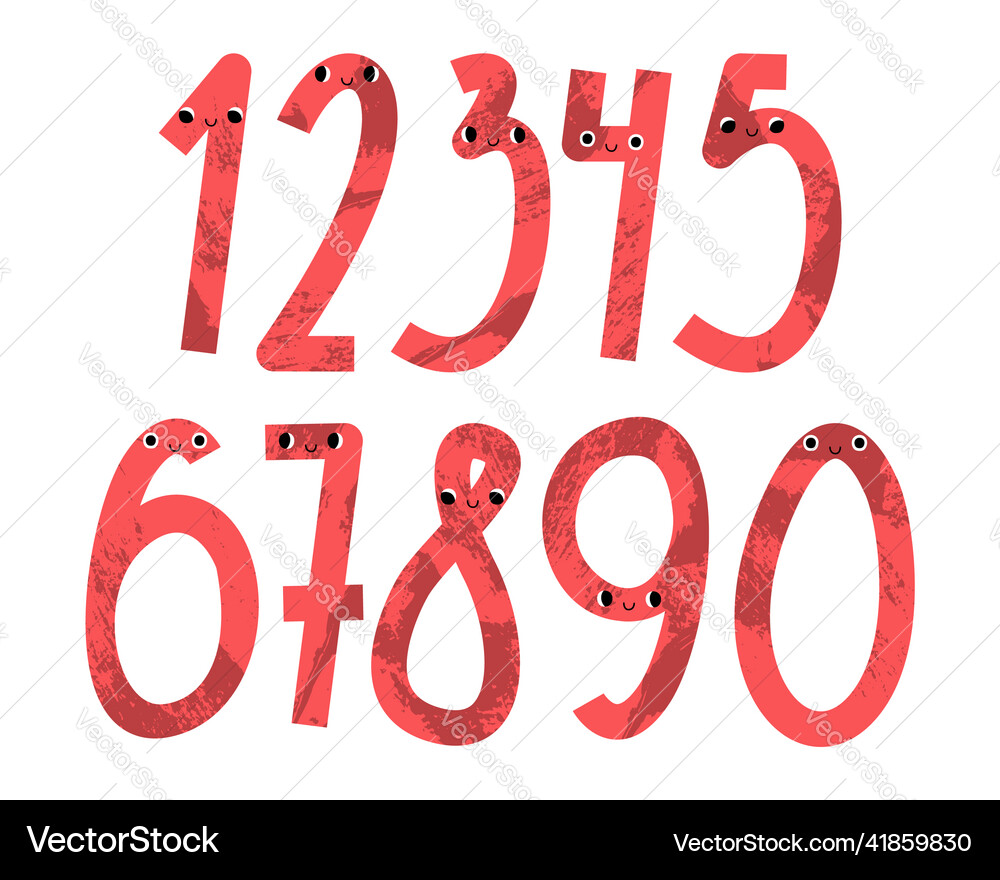 Cute kawaii number characters one two three Vector Image
