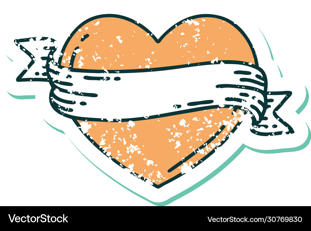 Distressed sticker tattoo style icon a heart Vector Image
