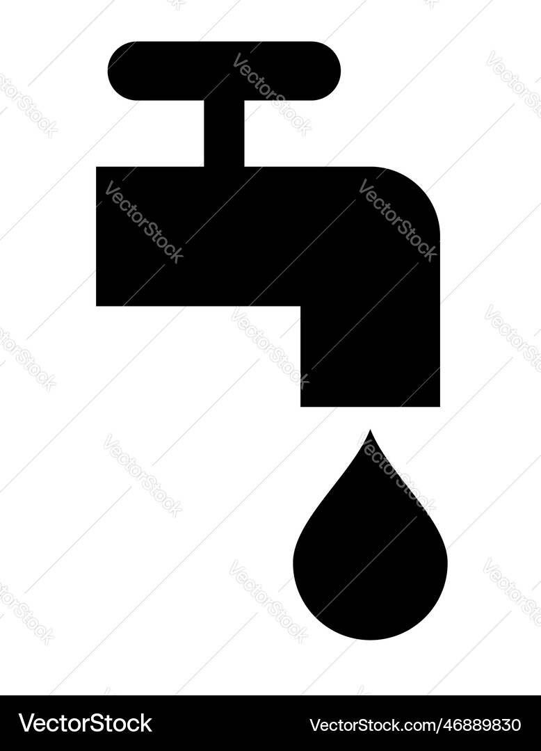 Dripping Water Tap - Black and White Icon Vector Image