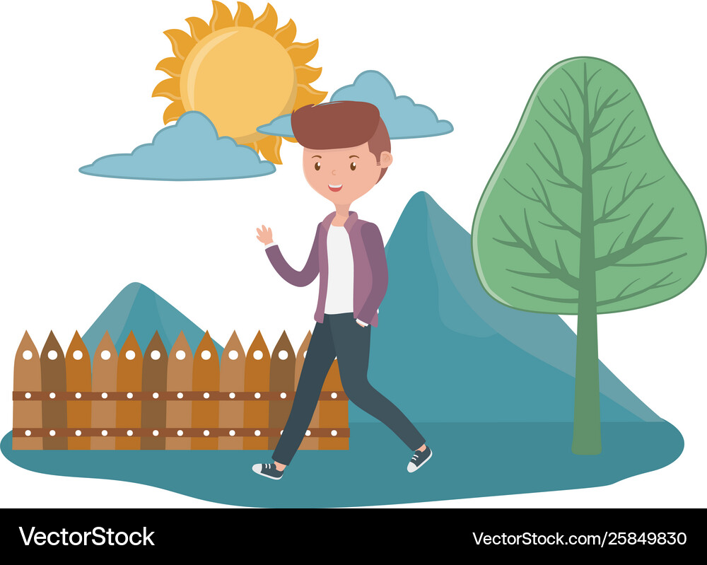 Man cartoon in park design Royalty Free Vector Image