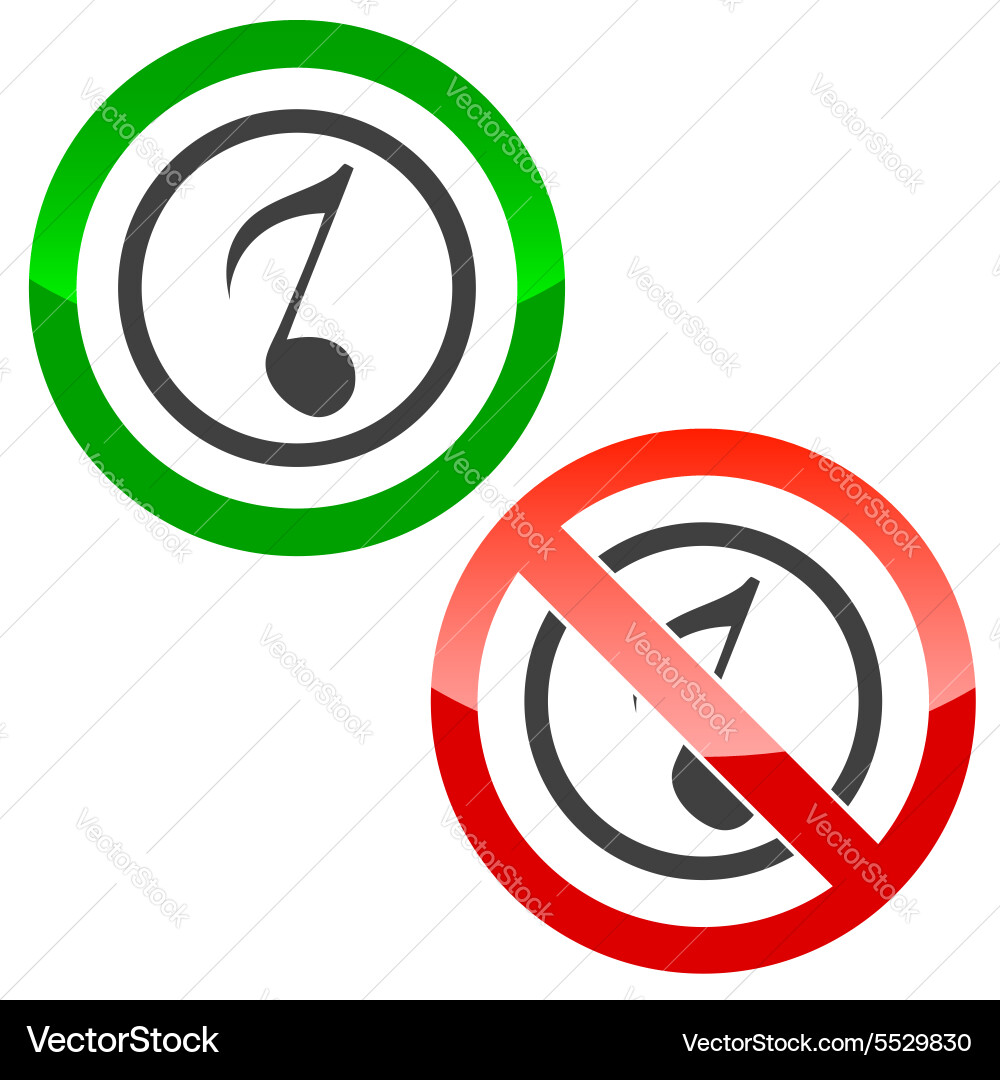 Music permission signs 3 Royalty Free Vector Image