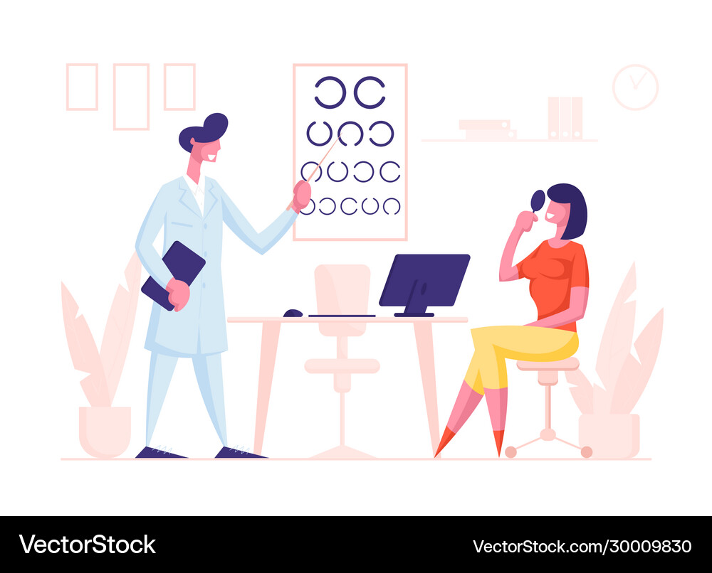 Ophthalmologist doctor character check eyesight Vector Image