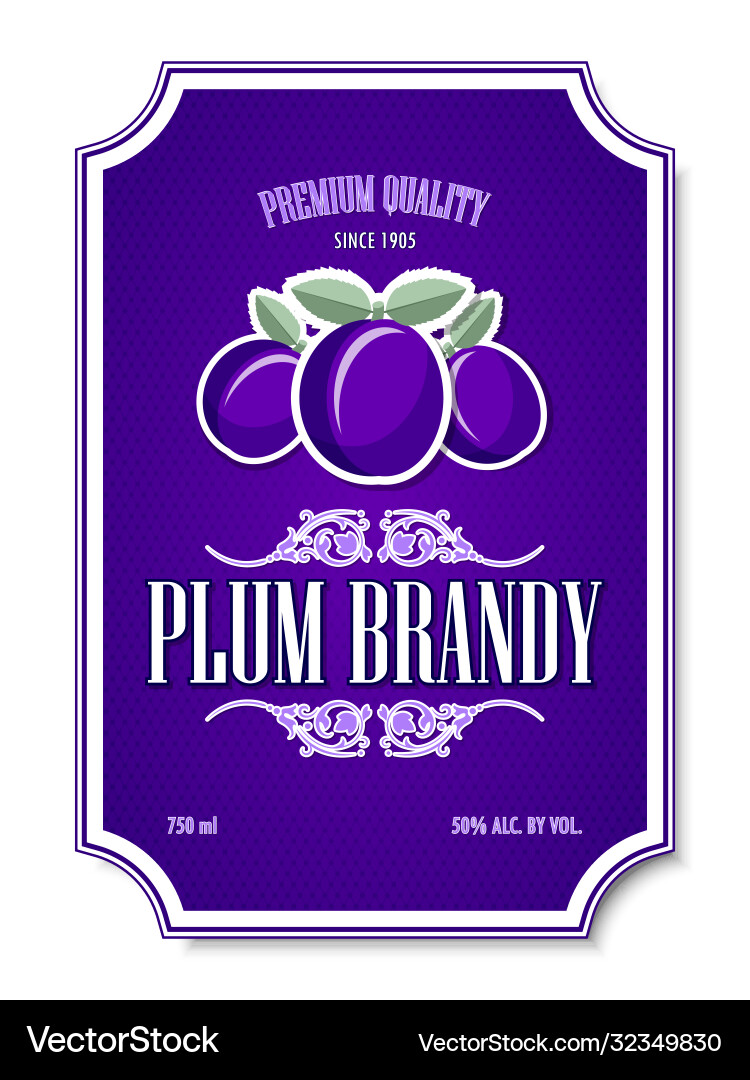Premium quality plum brandy distillate label on Vector Image