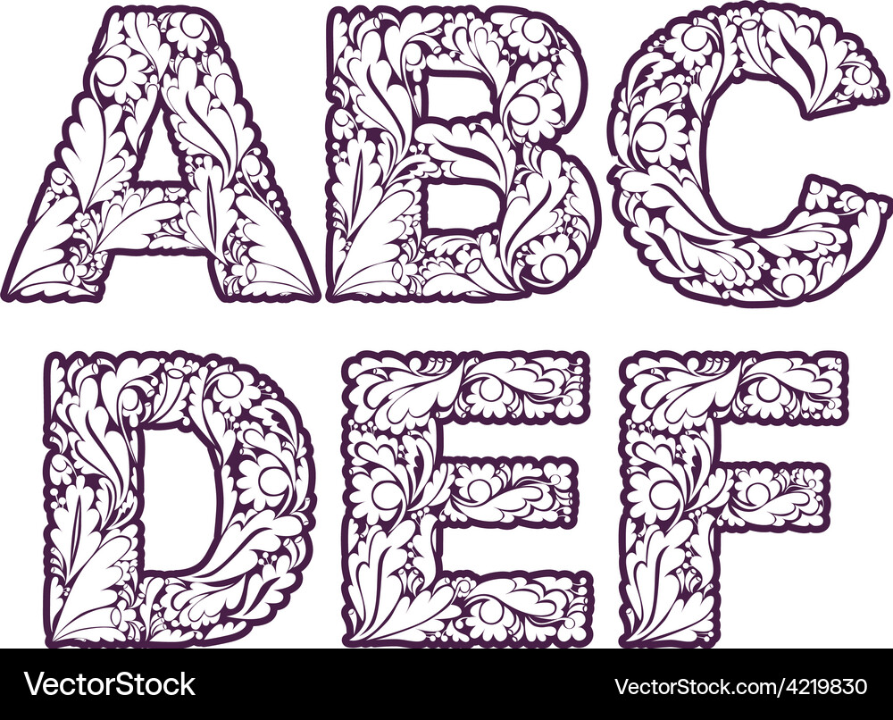 Retro drop caps with herbal ornament beautiful Vector Image
