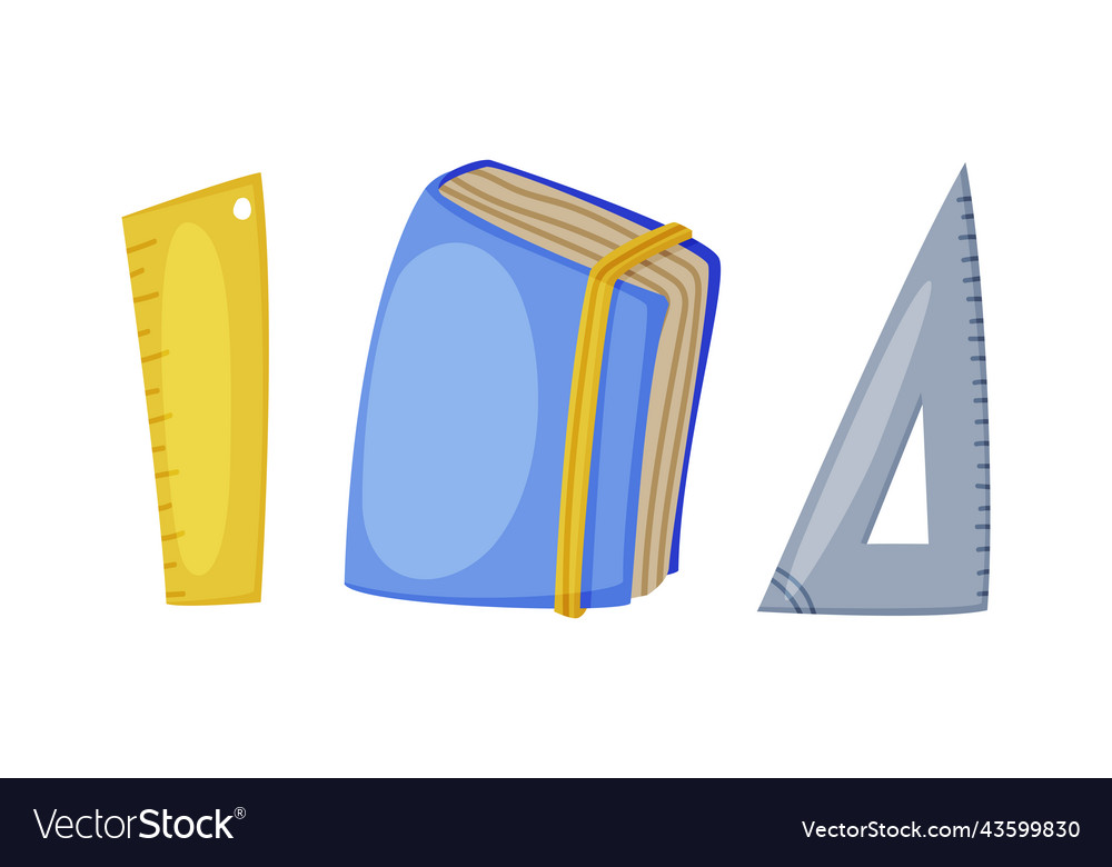 Set of school supplies ruler and pencil case Vector Image