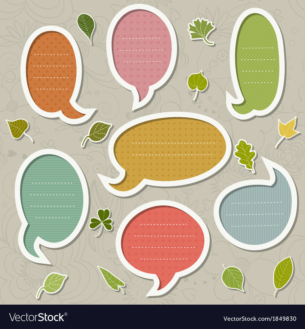 Speech bubbles set with leaves Royalty Free Vector Image