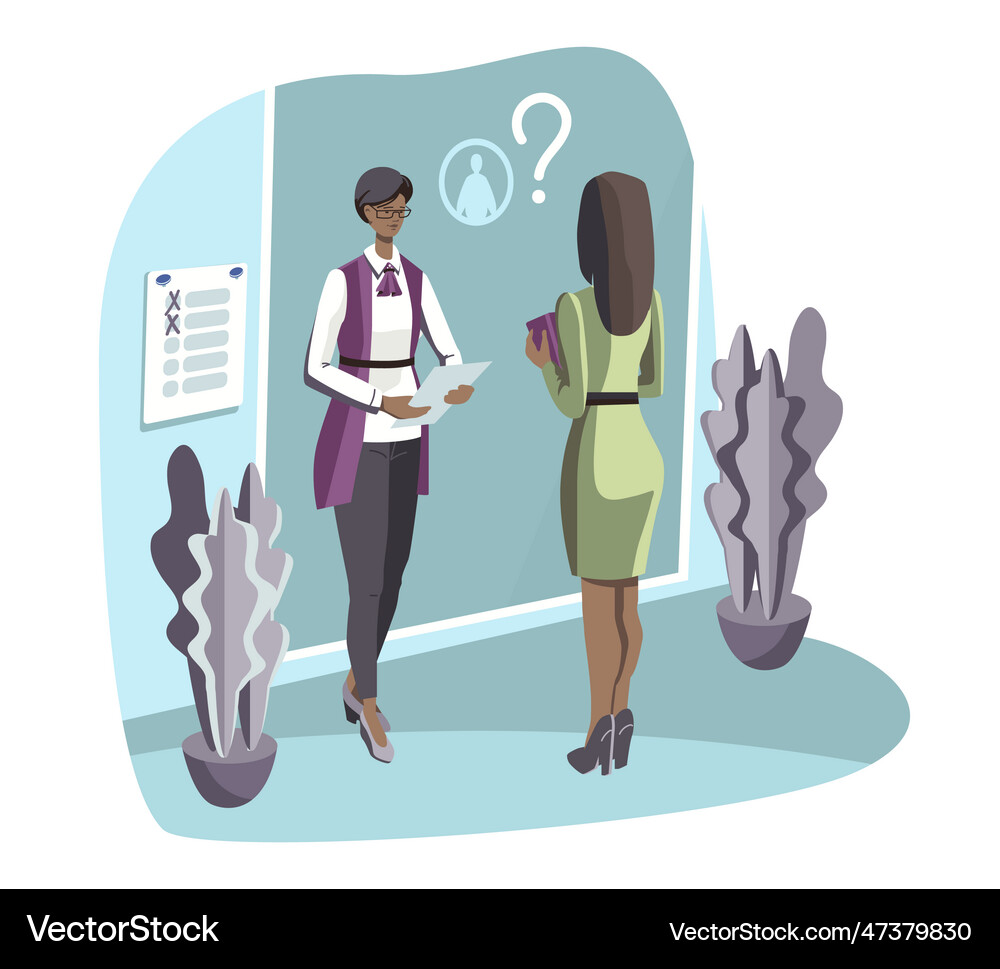 Survey at interview filling out questionnaire Vector Image
