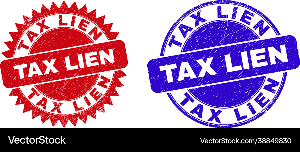 Tax lien rounded and rosette seals with rubber Vector Image