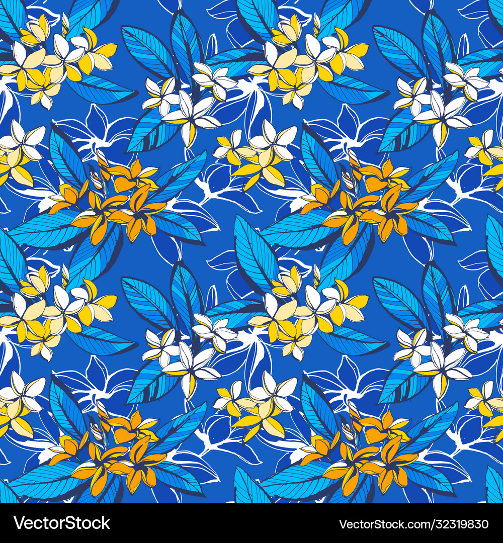Tropical floral summer seamless pattern Royalty Free Vector