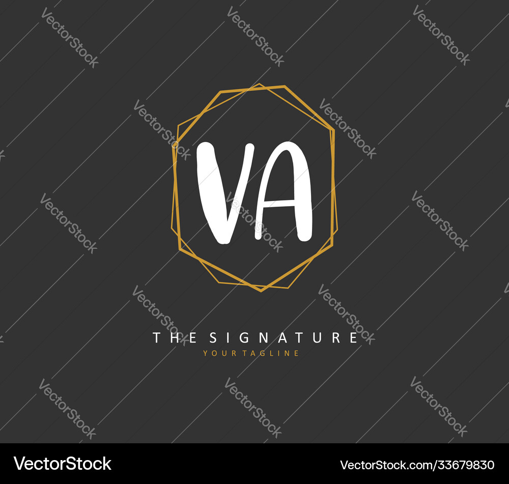V a va initial letter handwriting and signature Vector Image