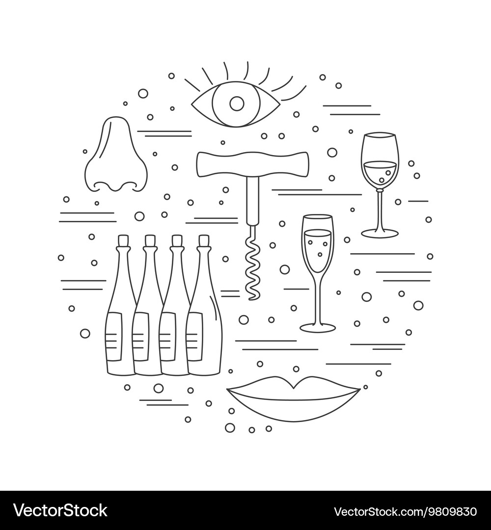 Wine Tasting Icons & Elements Royalty Free Vector Image