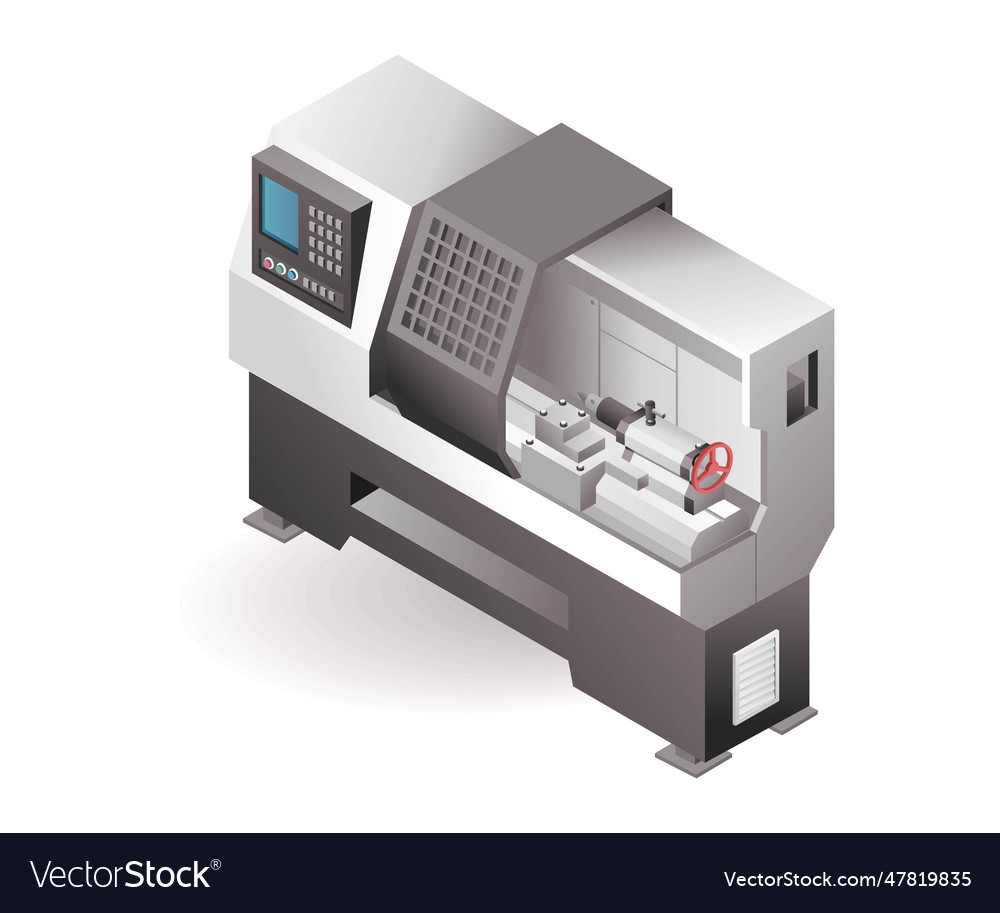 Automatic industrial cnc lathe machine tool Vector Image