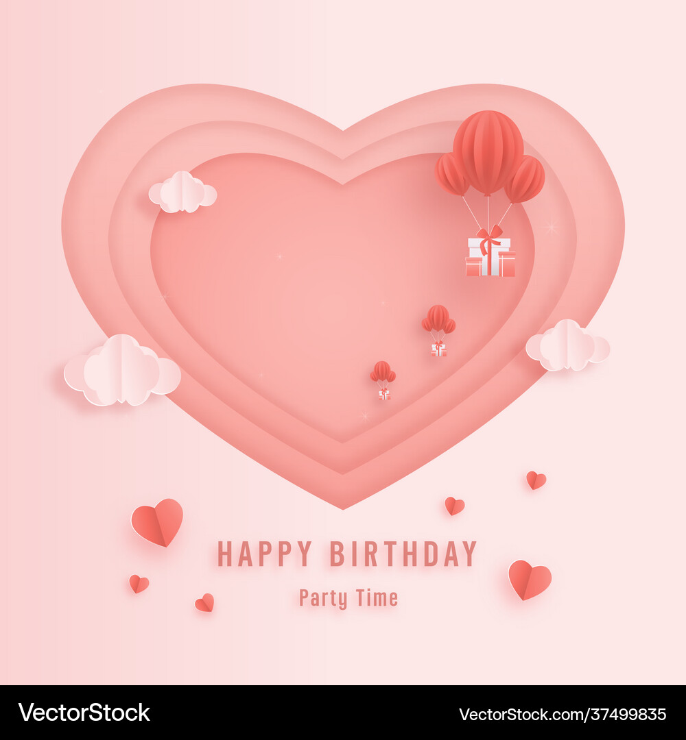 Birthday card paper style cut Royalty Free Vector Image