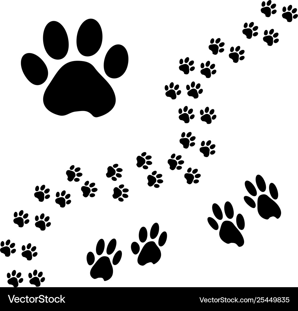 Black animal paw track isometric effect Royalty Free Vector