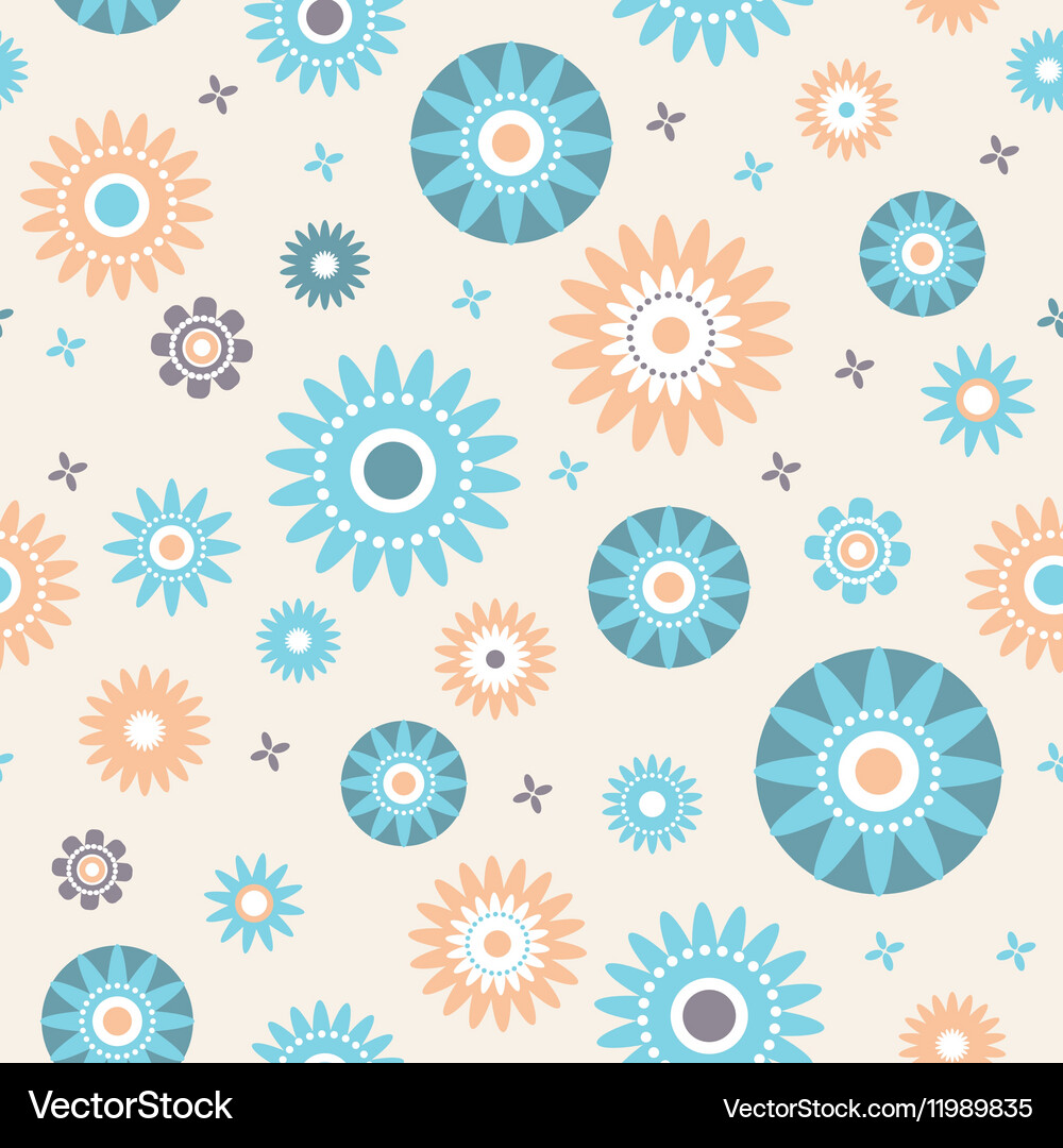 Decorative stars and flowers seamless pattern Vector Image