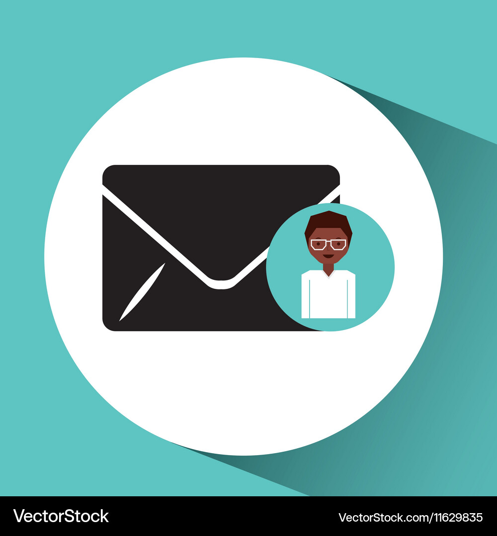 Girl with envelope email icon graphic Royalty Free Vector