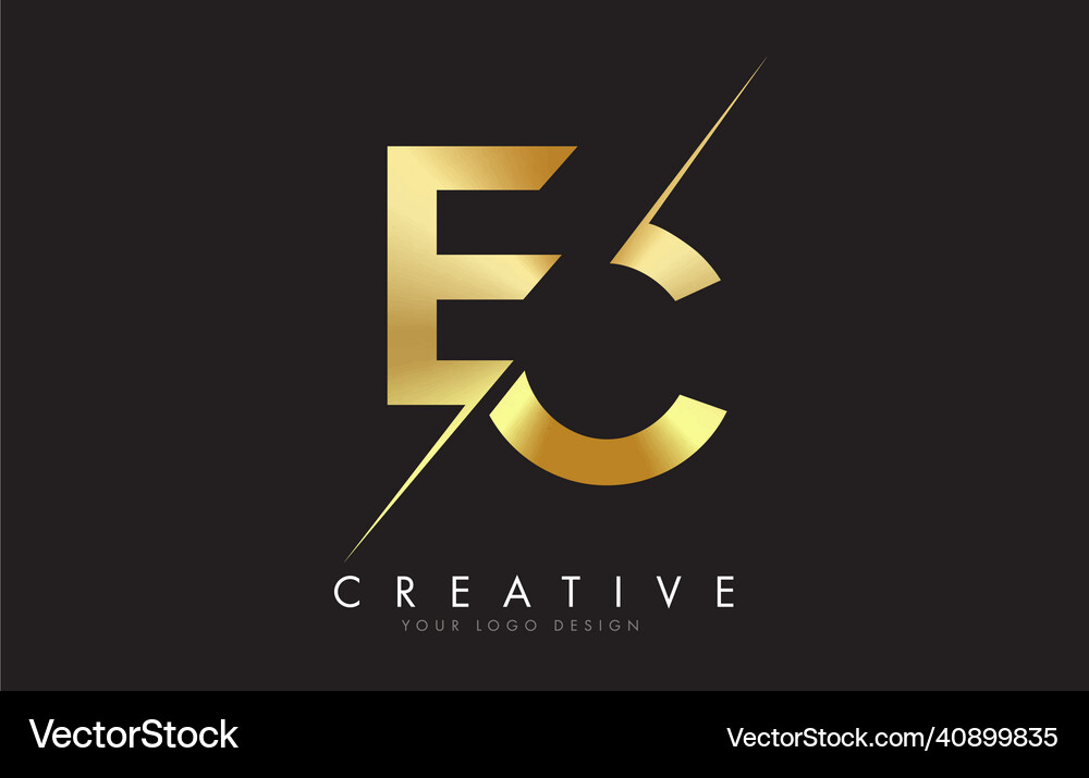 Golden Letter 'EC' Logo - Creative & Elegant Vector Image