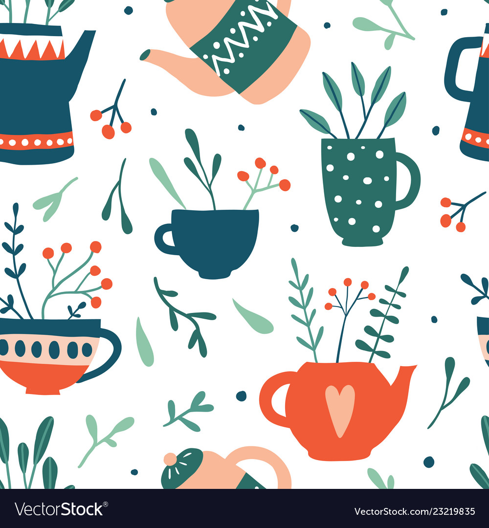 Herbal Tea Pattern Royalty Free Vector Image - VectorStock