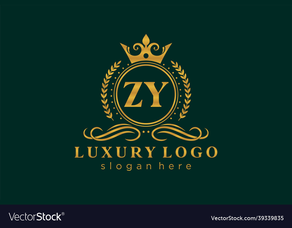 Initial zy letter royal luxury logo template Vector Image