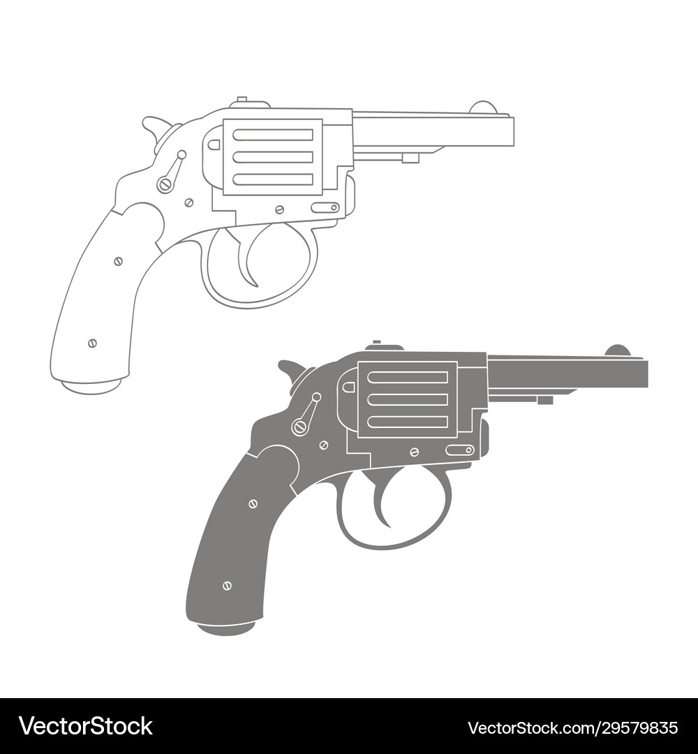 Monochrome icon with revolver Royalty Free Vector Image