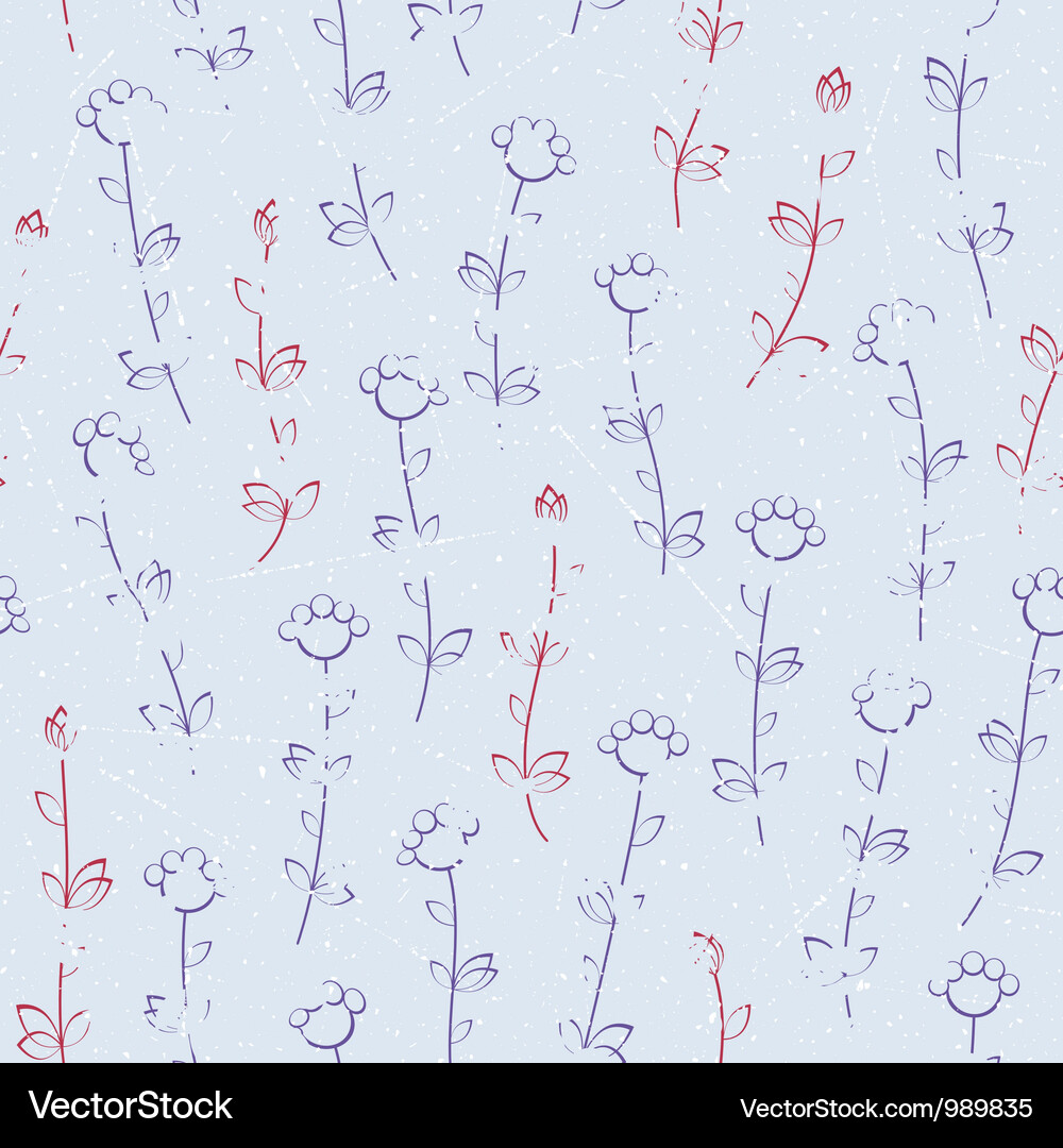Seamless pattern of grunge flowers Royalty Free Vector Image