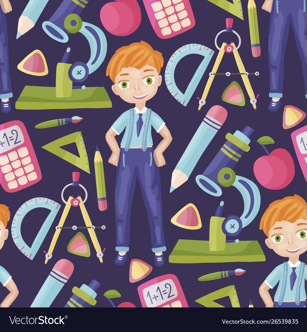 Seamless school pattern Royalty Free Vector Image