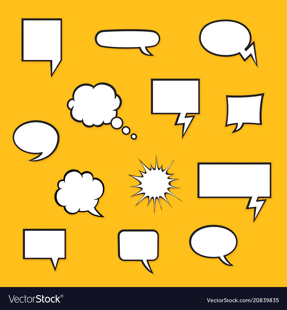 Set comic bubbles with halftone shadows format Vector Image