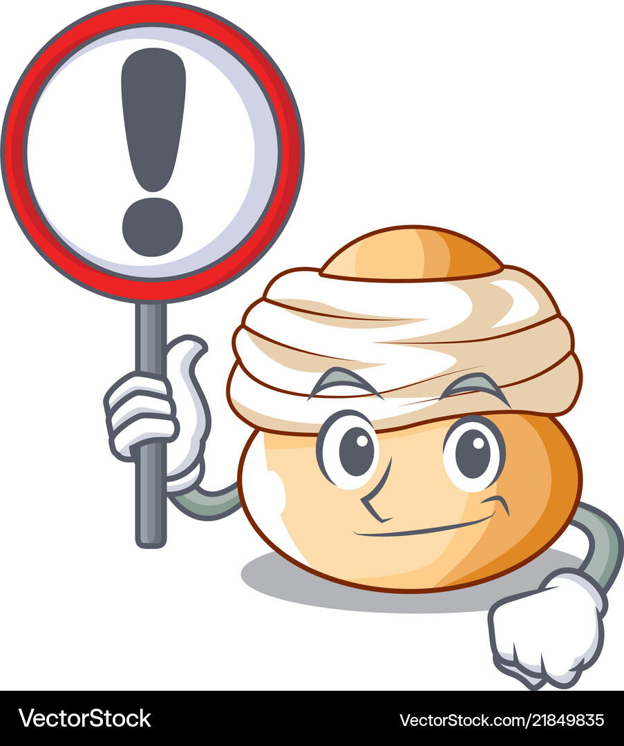 With sign cartoon semla bun almond paste Vector Image