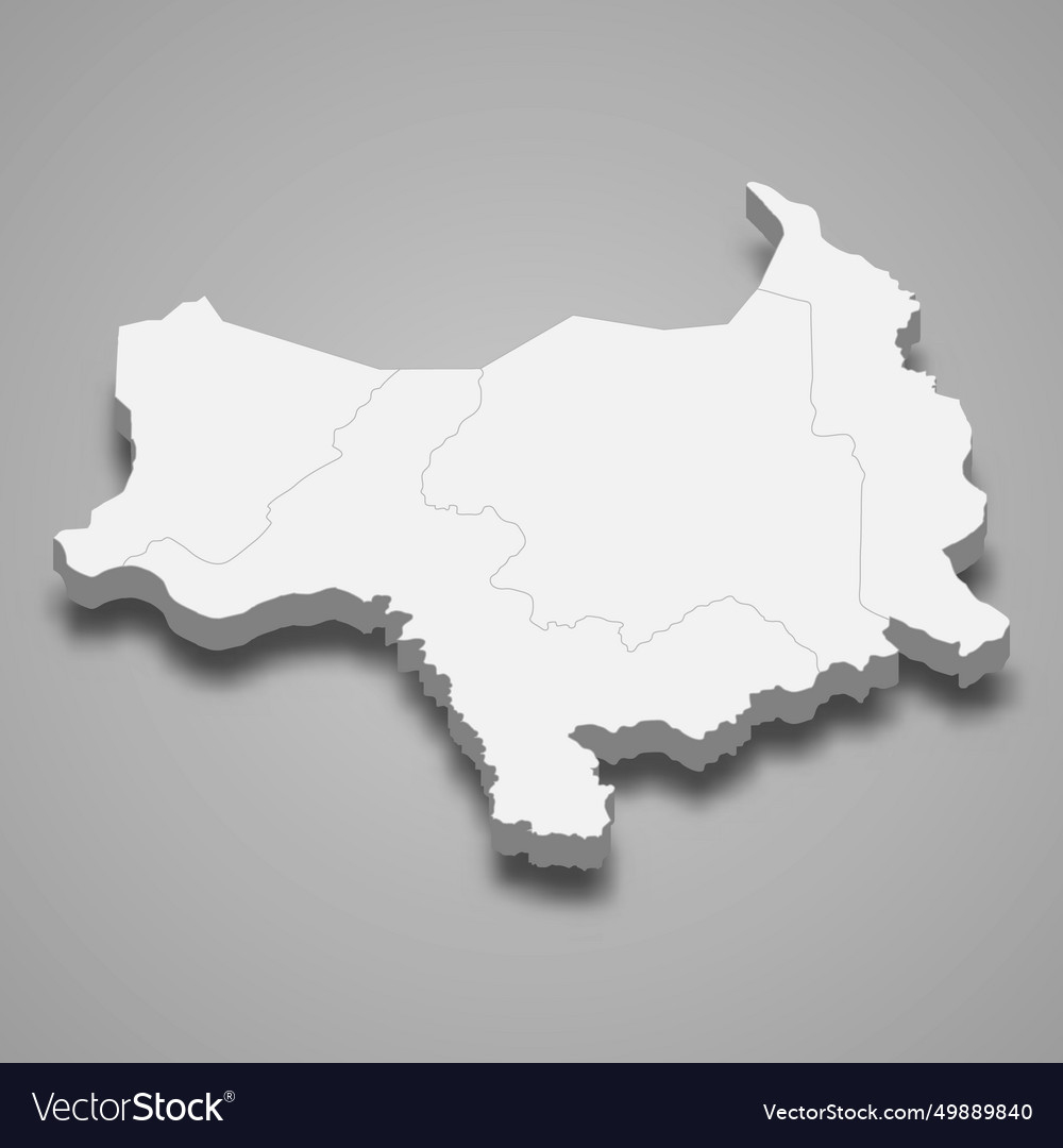 3d isometric map of tambacounda is a region Vector Image