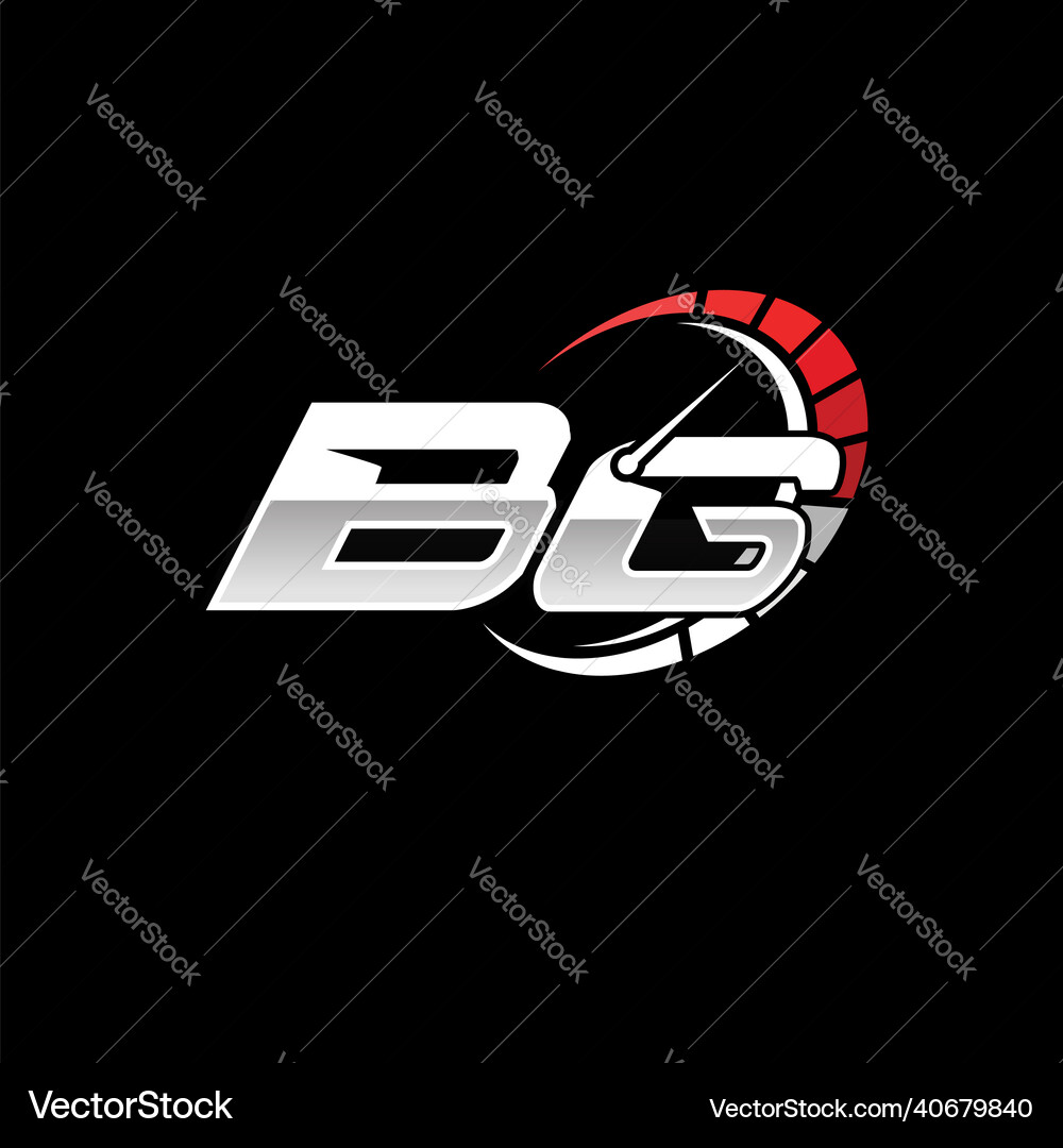 Bg logo letter speed meter racing style Royalty Free Vector