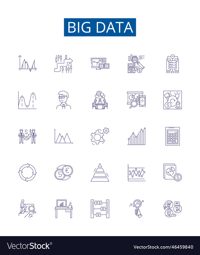 Big Data Line Icons Signs Set Design Collection Vector Image