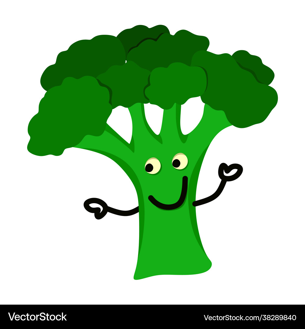 Broccoli is playful and fun with its hands Vector Image