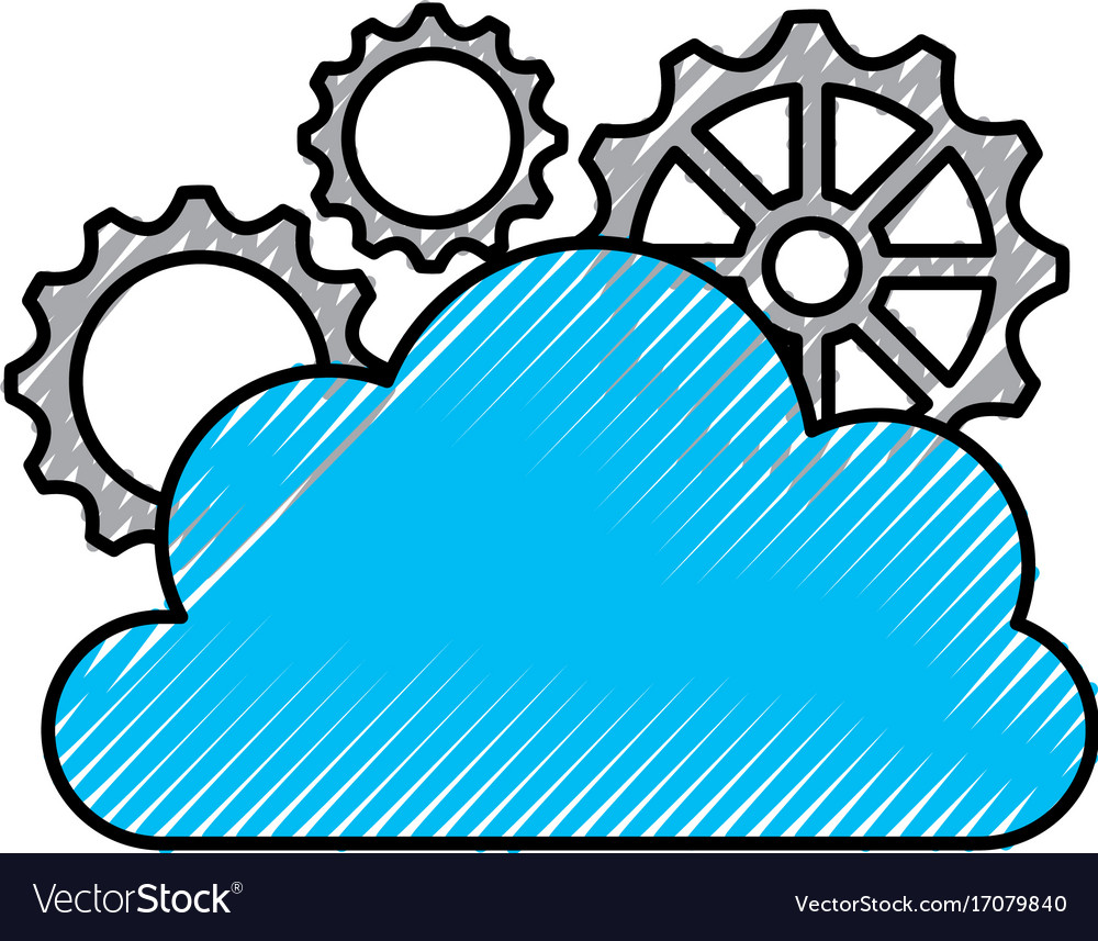 Cloud computing with gears Royalty Free Vector Image
