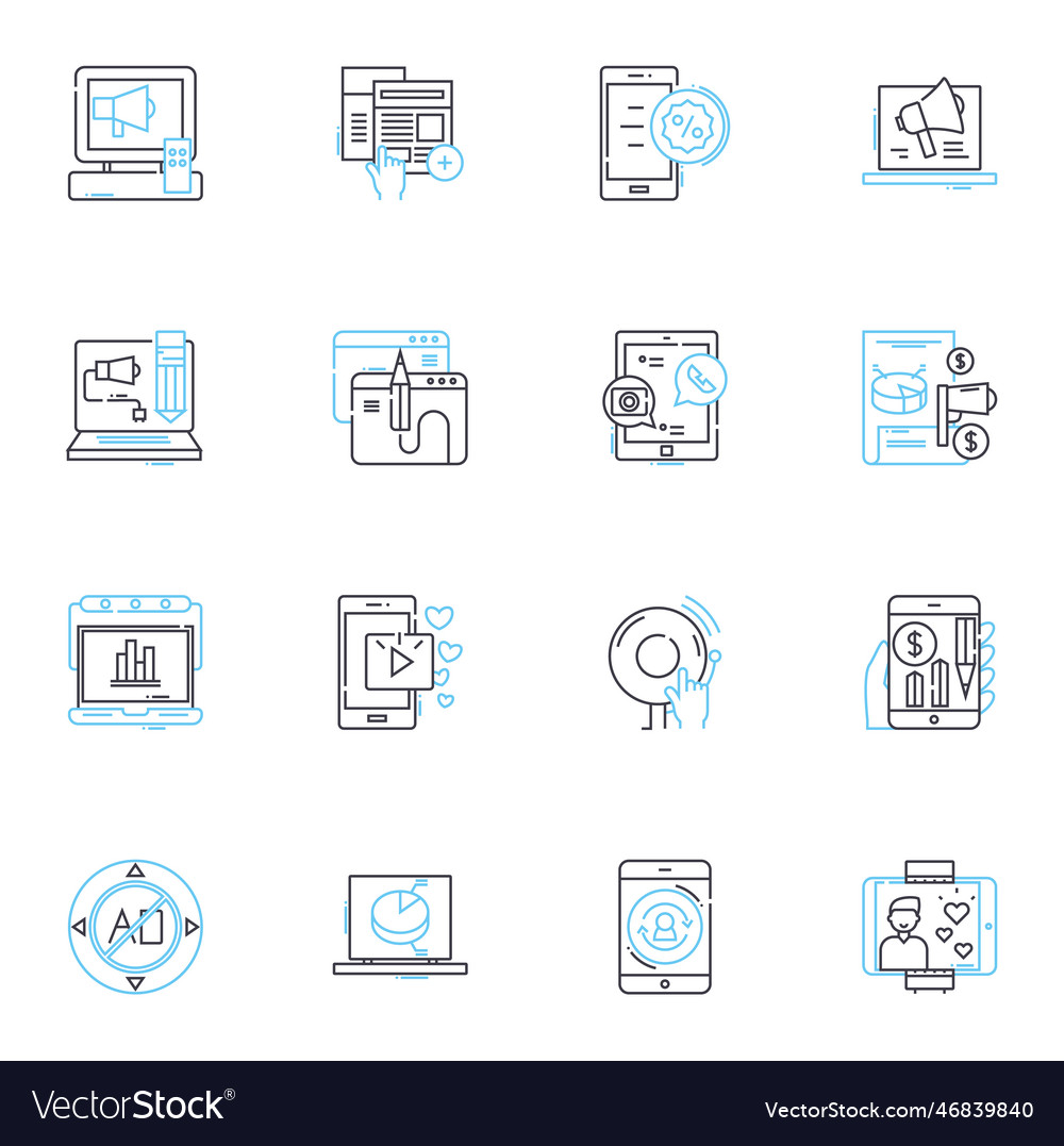 Digital strategies linear icons set analytics Vector Image Digital strategies linear icons set analytics Vector Image