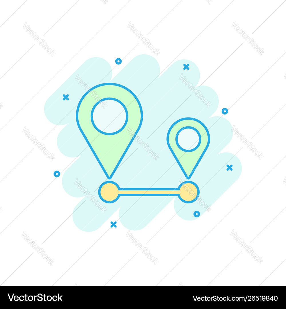 Distance pin icon in comic style gps navigation Vector Image