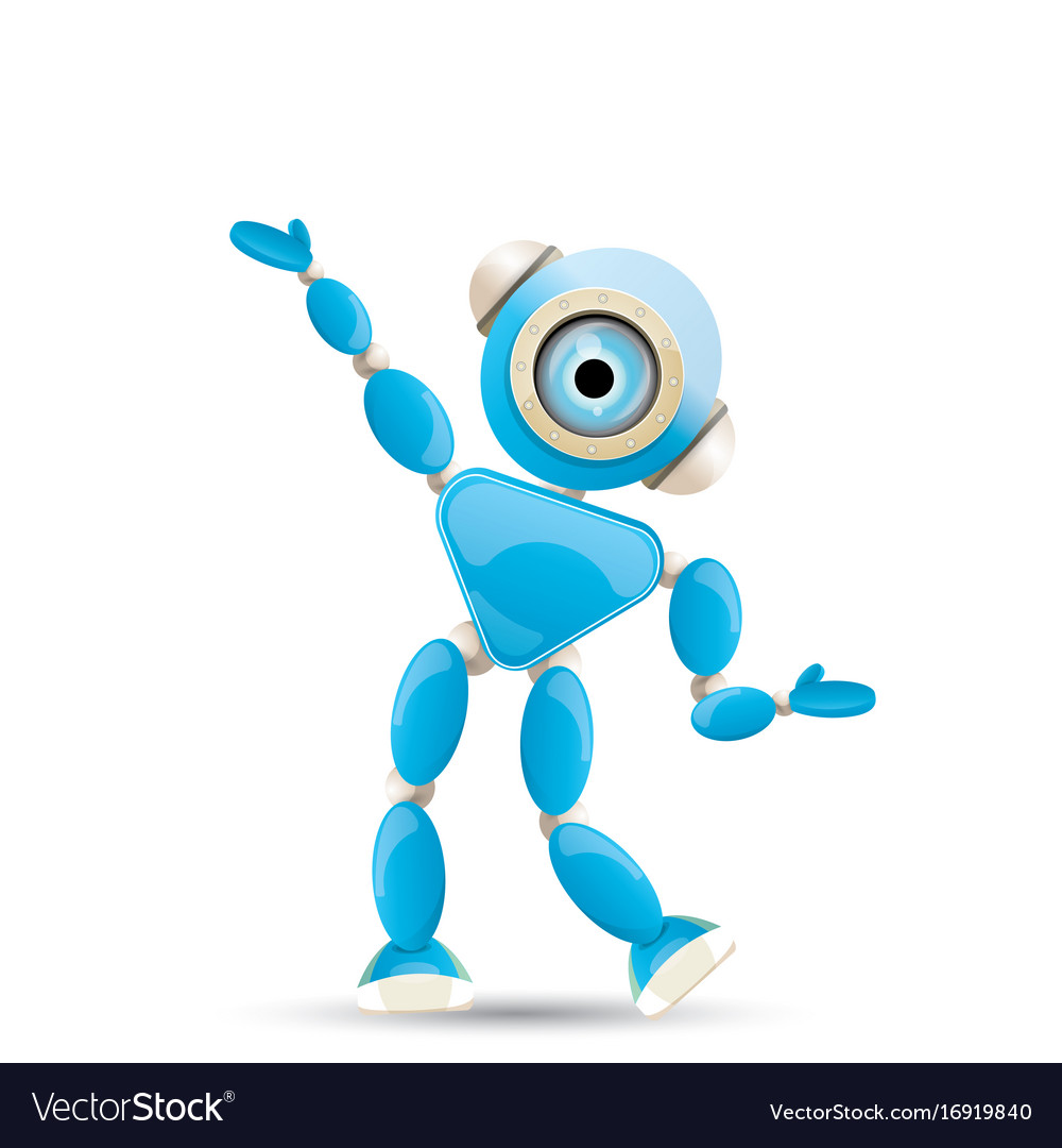 Funny cartoon blue robot character Royalty Free Vector Image Funny cartoon blue robot character Royalty Free Vector Image