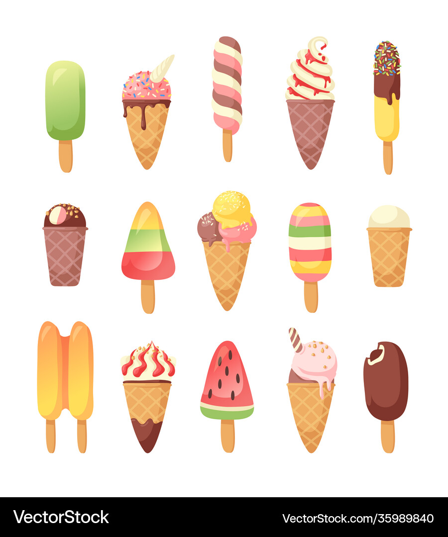 Hand drawn ice cream artistic drawing summer Vector Image