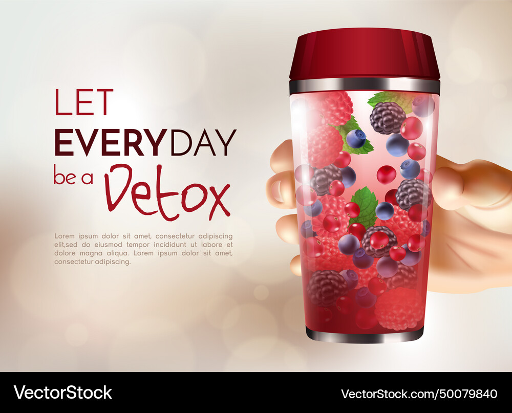 Hand holding detox bottle poster Royalty Free Vector Image