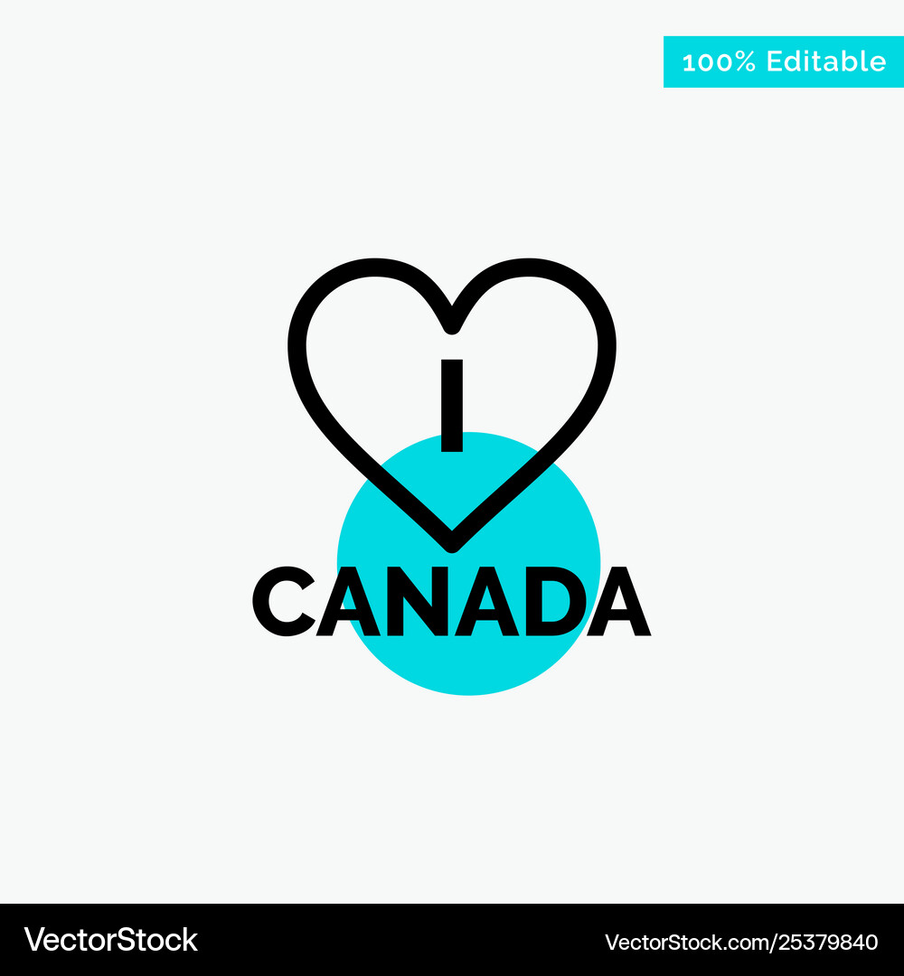 Love heart canada turquoise highlight circle Vector Image