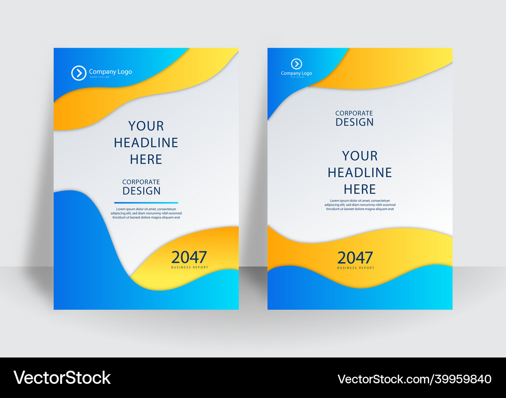 Modern blue yellow cover template background Vector Image