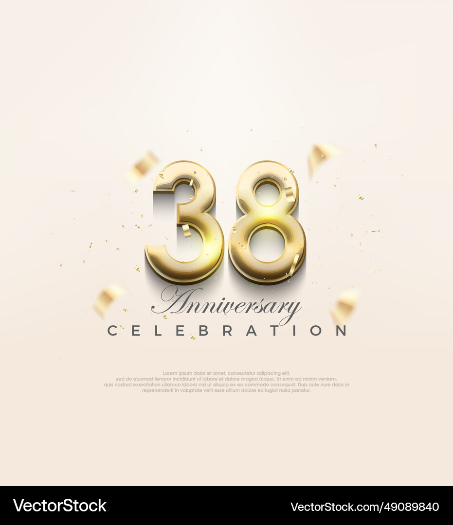 Modern gold 38th anniversary premium design Vector Image